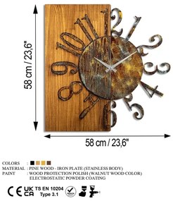 Nástěnné hodiny 58x58 cm 1xAA dřevo/kov