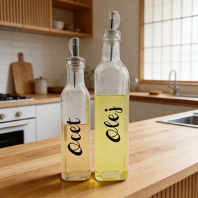 Zeller Present Sada láhví na olej a ocet 500ml+270ml se štítky, Zeller