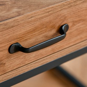 HOMCOM Pracovní stůl v industriálním stylu 120D x 60Š x 76V cm Se zásuvkou + 2 policemi Černé kovové nohy Ořechová dřevinová vrchní část