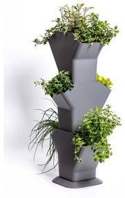 Plastia Samozavlažovací vertikální květináč Tree šedá, 31,3 x 77,3 cm