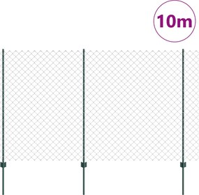Plot s řetězovým odkazem a sloupkem 10 x 1,6 m Zelená Síťovina 3336244