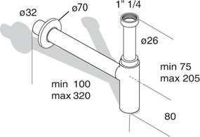 Omp Tea umyvadlový sifon 5/4 odpad 32 mm chrom 510.135.5.K Koupelny Bernold