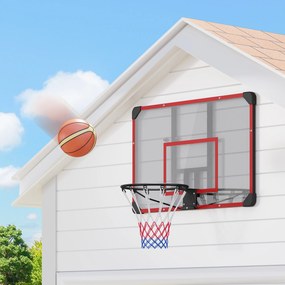 SPORTNOW basketbalový koš, basketbalová deska s košem, basketbalová síť s basketbalovou deskou, nástěnná, pro venkovní použití, ocel, 113 x 61 x 73 c…