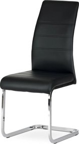 Autronic Jídelní židle, potah černá ekokůže, kovová pohupová podnož, lesklý chrom DCL-408 BK