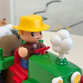 LEAN Toys Interaktivní vzdělávací traktor pro batolata – zvířátka, světla, zvuky