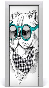 Samolepící fototapeta na dveře Kočka brýle 95x205 cm