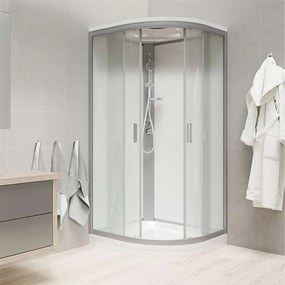 Mereo - Sprchový box 90x90 cm, se stříškou, satin/bílá/sklo Point CK35122KMSW