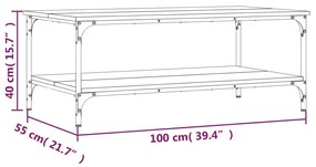 Konferenční stolek hnědý dub 100 x 55 x 40 cm kompozitní dřevo - Default Title