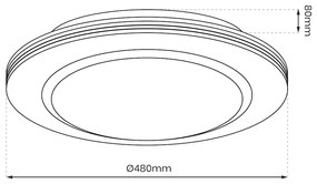 Stropní LED svítidlo Kelly, 1x LED 48w, 3000-6000k, b/s, s ovladačem