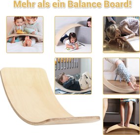 Costway Balance Board Curvy Board Balanční prkno ze dřeva – 90 × 30 cm, přírodní