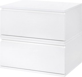 HOMCOM Sada 2 moderních nočních stolků s výsuvnou zásuvkou a závěsným designem do ložnice a obývacího pokoje, z dřevotřísky a MDF, 49x38x23cm, bílá