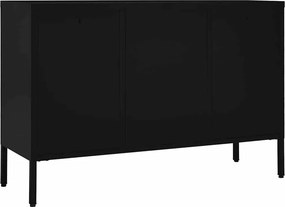 Příborník černý 105 x 35 x 70 cm ocel a tvrzené sklo 336076