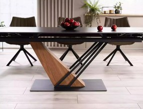 Rozkládací jídelní stůl Genesis 160/220 cm černý mramor/jasan
