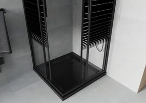 Mexen Rio čtvercový sprchový kout 70 x 70 cm, černé pruhy, černý + vanička Flat, černá - 860-070-070-70-20-4070B