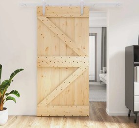 vidaXL Posuvné dveře s kováním 100 x 210 cm masivní borové dřevo [3203025]