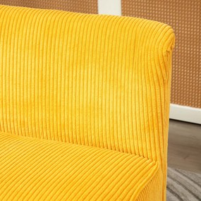 HOMCOM 2místná čalouněná pohovka Dvoumístná pohovka z polyesterové pěny podobné šňůře do obývacího pokoje, ložnice 117 x 56,5 x 77 cm Žlutá | Aosom
