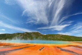 DIMEX | Vliesová fototapeta Grand Prismatic Spring MS-5-3036 | 375 x 250 cm | zelená, modrá, oranžová