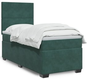 Box spring postel s matrací tmavě zelená 90x190 cm samet 3290783