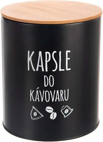 Kulatá plechová dóza KAPSLE DO KÁVOVARU Black