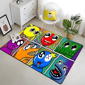 Protiskluzový koberec / předložka s barevnými motivy ze hry "Rainbow friends" vhodný do dětského pokoje (1-6) Barva: 2, Velikost: 100 cm x 120 cm