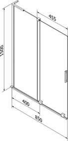 Mexen Velar L, 2-křídlová posuvná vanová zástěna 85 x 150 cm, 8mm šedé sklo, černá matná, 896-085-003-41-70