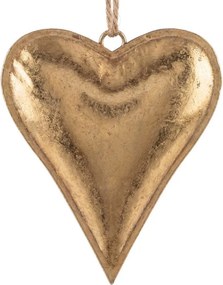 Zlatá antik kovová závěsná dekorace srdce Heart Antique M - 19*3*16 cm