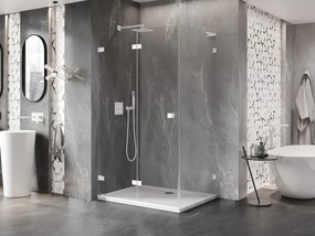 Mexen Lunar-F L, skládací sprchový kout levý 90 x 70 cm, 8mm čiré sklo, bílý profil, 836L-090-070-20-00-L