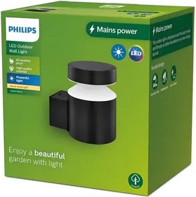 Philips Laven černá / Venkovní nástěnné svítidlo / LED 6W / 720lm / 27