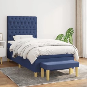 vidaXL Box spring postel s matrací 90x200 cm textil [3137369] Barva: Modrá
