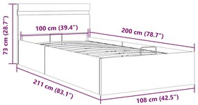 vidaXL Rám postele LED s úložným prostorem černý umělá kůže 100x200 cm