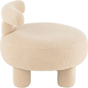 Béžová kulatá stolička s opěrkou Teddy Bouclé Beige - Ø 52*49 cm