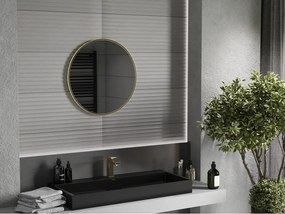 Mexen Loft, kulaté koupelnové zrcadlo 60 cm, barva rámu zlatá lesklá, 9850-060-060-000-50