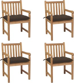Zahradní židle 4 ks taupe podušky masivní teak 3073027