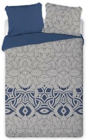 Saténové povlečení 160x200 Elegant 002 geometrie modrá bílá černá oboustranná S 23 Faro