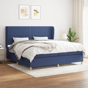 Box spring postel s matrací modrá 200x200 cm textil,  3128475