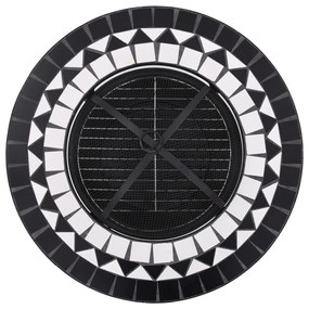 Mozaikový stolek s ohništěm černý a bílý 68 cm keramika - Default Title