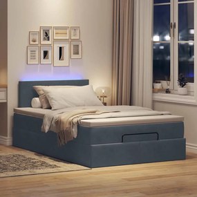 Osmanská postel s matrací &amp; LED tmavě šedá 120x190cm samet 3312537