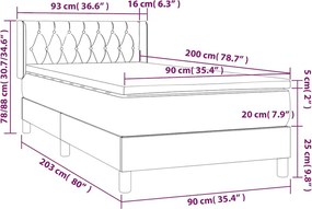 Box spring postel s matrací růžová 90x200 cm samet 3131122