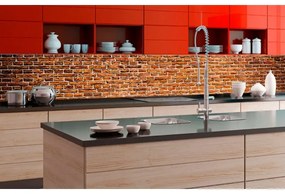 DIMEX | Fototapeta do kuchyně Stará cihla KI-350-087 | 350 x 60 cm | oranžová, hnědá