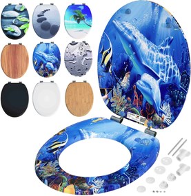 Casaria WC sedátko Sealife – soft-close, MDF, modré