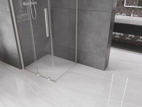 Mexen Velar, sprchový kout s posuvnými dveřmi 110 x 110 cm, 8mm čiré sklo, broušená ocel, 871-110-110-01-97