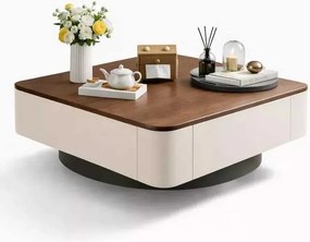 LuxuryForm DESIGN Konferenční stolek MODENA 80 × 80 cm - hnědý, béžový (set)