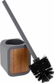 WC kartáč Tempesti, šedá/s dřevěnými prvky