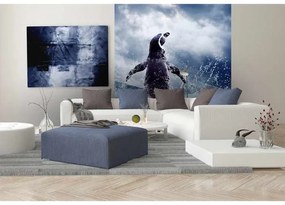 DIMEX | Vliesová fototapeta na zeď Tučňák MS-3-0219 | 225 x 250 cm | šedá, modrá