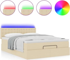 Osmanská postel s matrací &amp; LEDs Cream 140x190 cm Látka 3312476