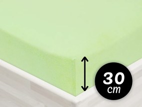 Jersey napínací prostěradlo na vysokou matraci JR-018 Pastelově zelené 90 x 220 - výška 30 cm