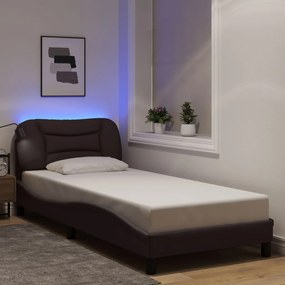 Rám postele s LED bez matrace Hvar tmavě hnědý 90 x 190 cm textil 3213672