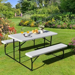 Costway Camping Table Set Skládací piknikový stůl s lavicemi, bílý