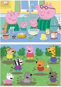 EDUCA Dřevěné puzzle Prasátko Peppa / 2x25 dílků / od 3 let