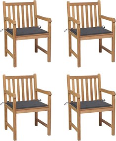 Zahradní židle 4 ks antracitové podušky masivní teak 3073004